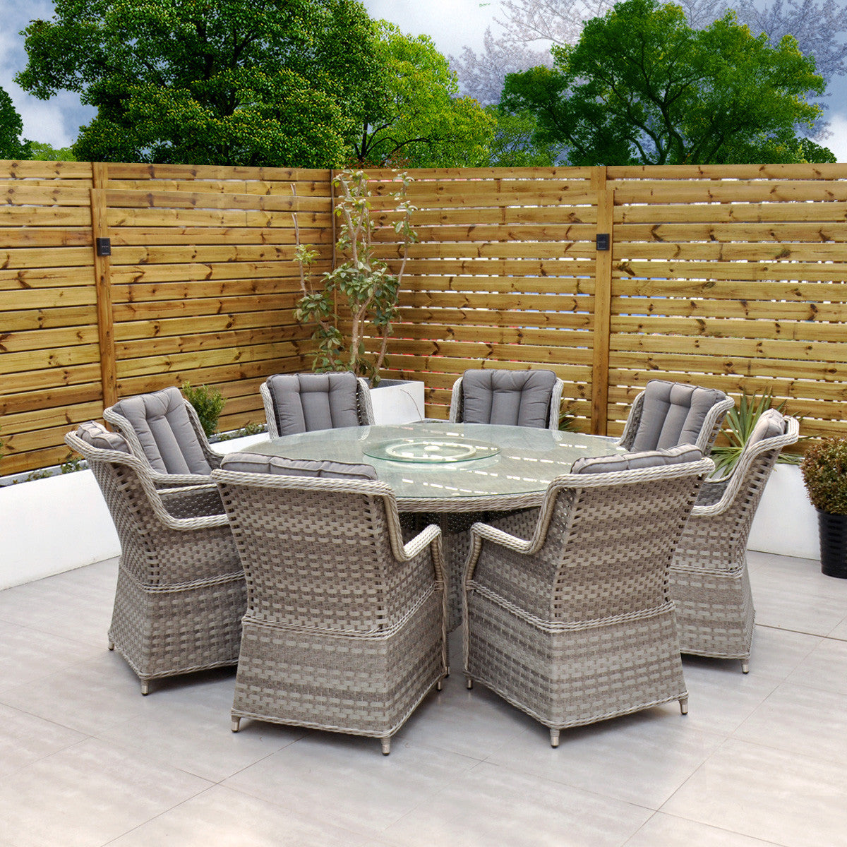 Bali - 8 Seat Set with 170cm Round Table (Grey) – Lowneys